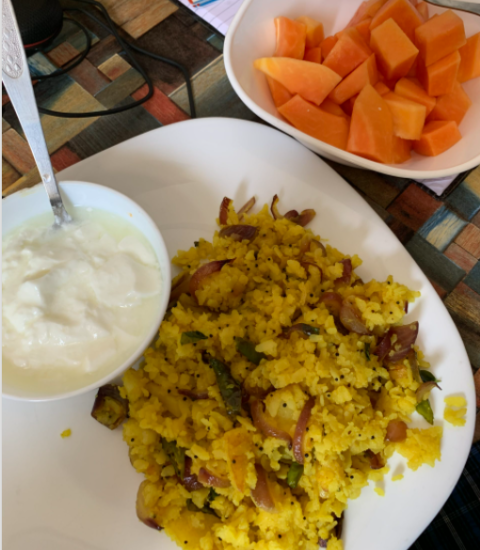 Curd Poha with Papaya | Shield to Fork